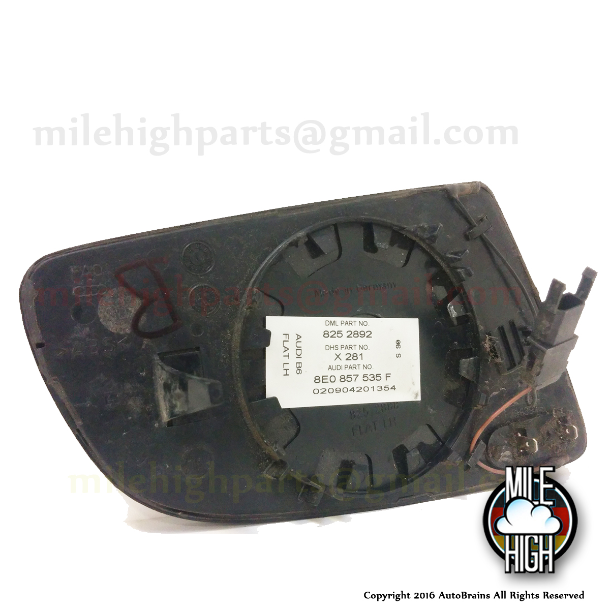 02-08 Audi Auto Dimming Mirror Glass Driver LH A3 A4 S4 A6 S6 B6 B7 8E0 ...